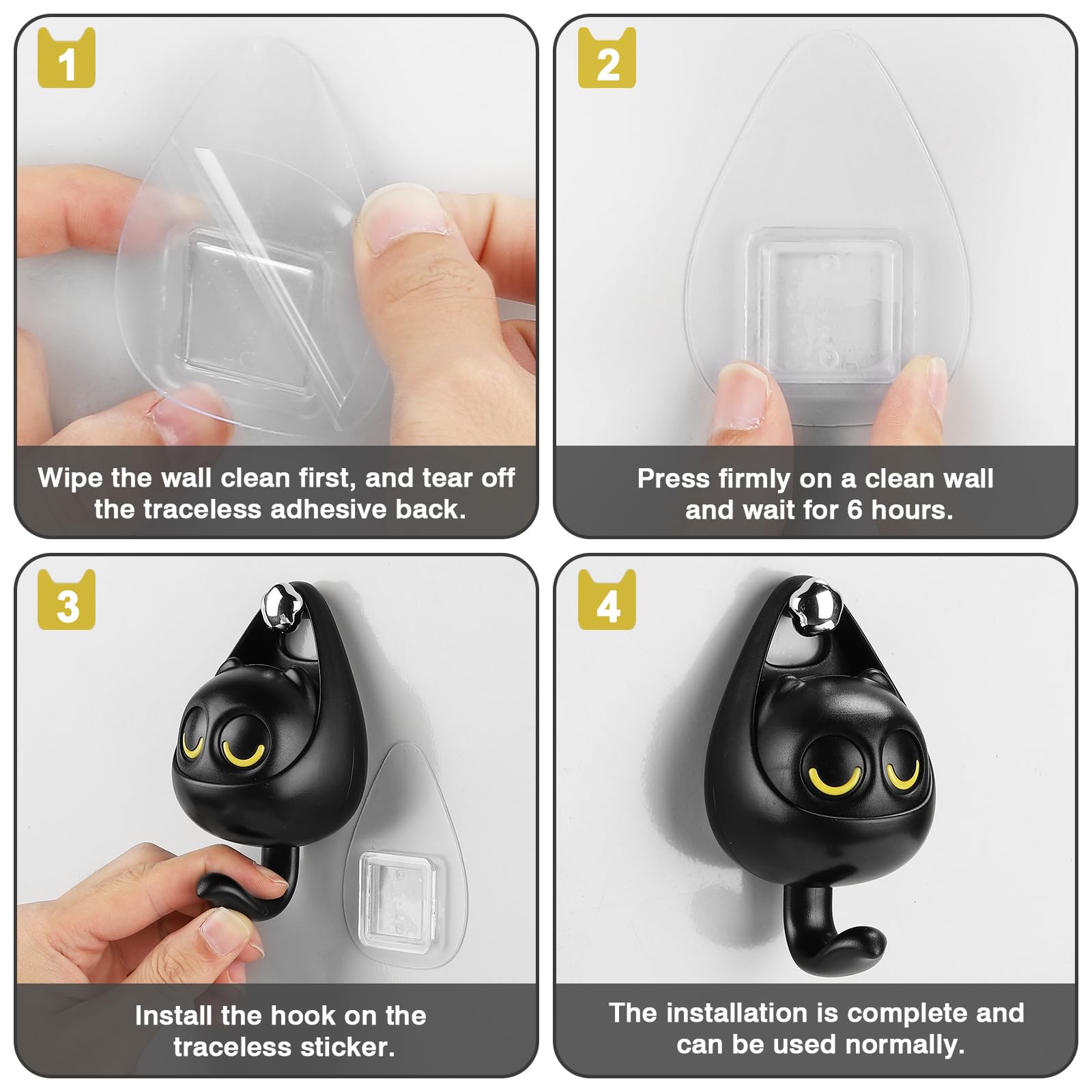 GUEDIEO ππ«ππππ’π―π πππ‘ππ¬π’π―π ππ¨π¨π€οΌ1Pcs Wink Cat Hooks for Hanging Towels, Hats,Coat,Cloth Bags, Belts, Key, for Wall Hanging Decorations to Carry up to 5.5 LBS