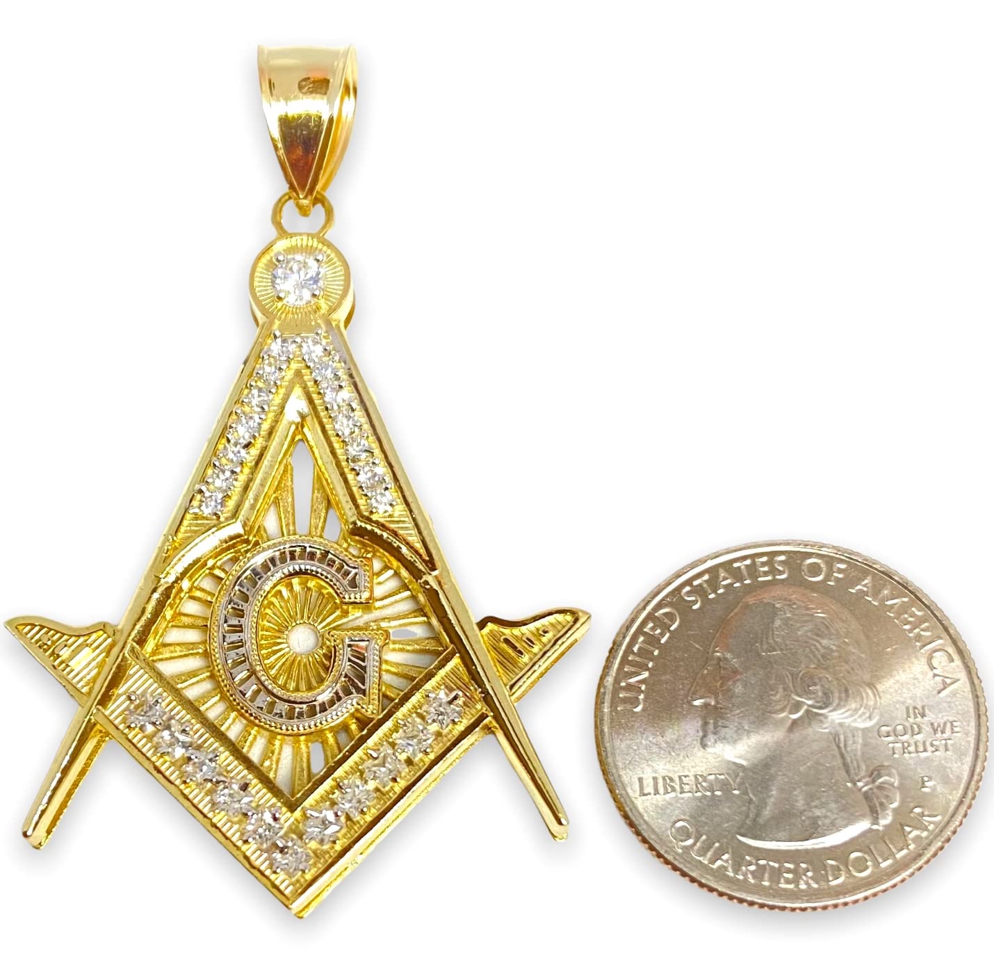 60 MM LONG MASON MASONIC PENDANT CHARM REAL 10K YELLOW GOLD SG2088