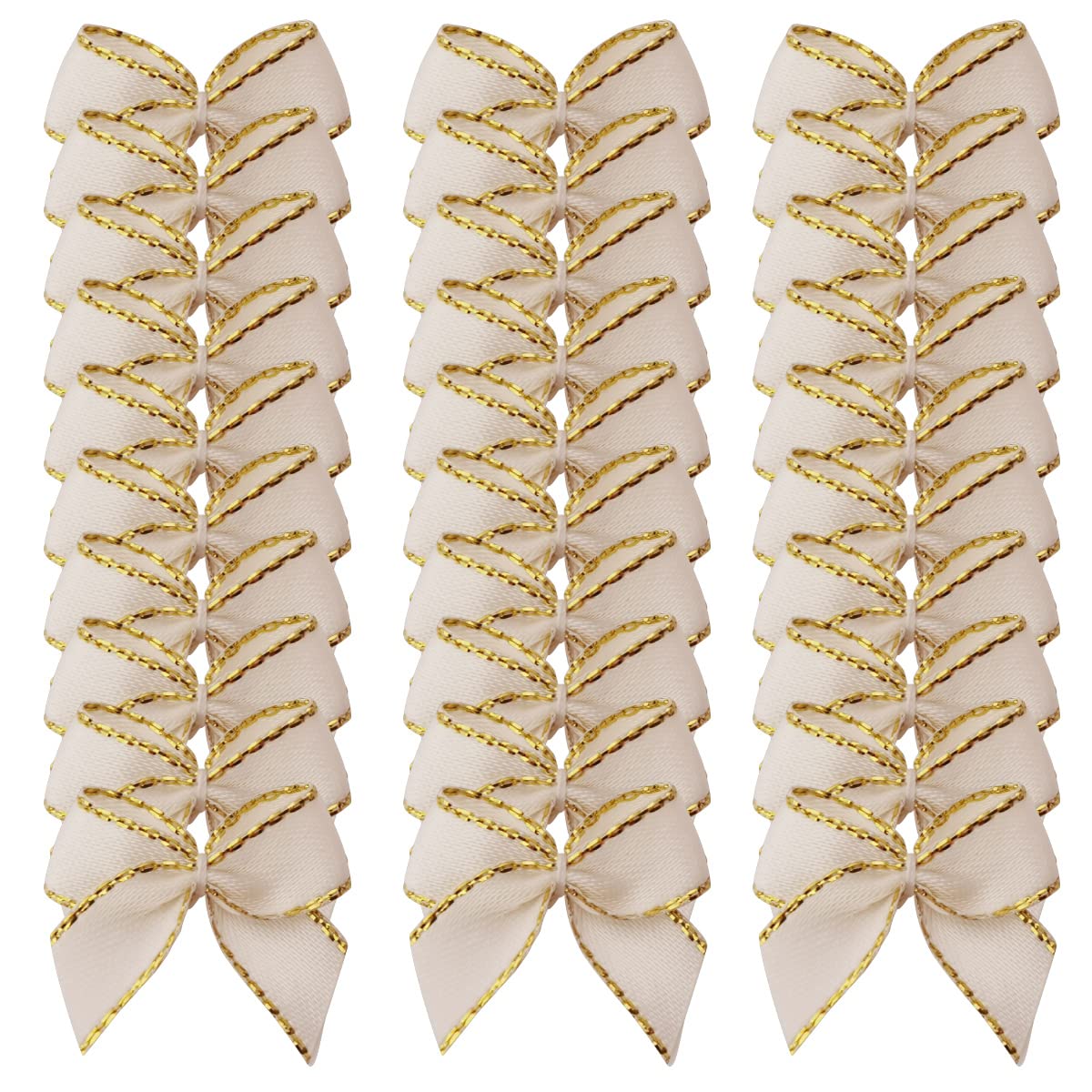 Micomon 50pcs 1.2-Inch Mini Ribbon Bows for Crafts Small Ivory Bows Christmas Decoration Embalishement Scrapbooking(Ivory)
