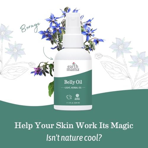 Earth Mama Belly Oil for Dry Skin | Calendula Skin Care Moisturizer Oil to Encourage Natural Elasticity and Help Prevent Stretch Marks During Pregnancy and Postpartum, 4-Fluid Ounce