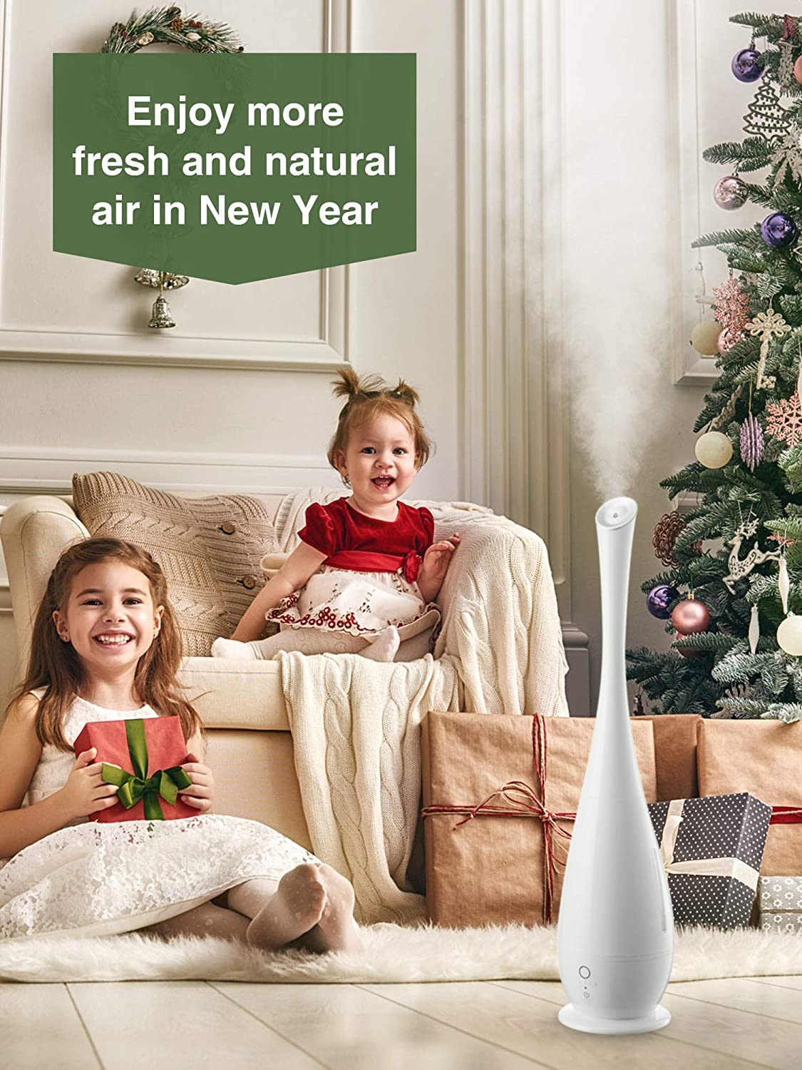 Humidifier, 5L Floor Humidifiers for Large Room with Remote Control, Cool Mist Humidifiers with Oil Diffuser Tray, Smart Humidity Last up to 50 Hours
