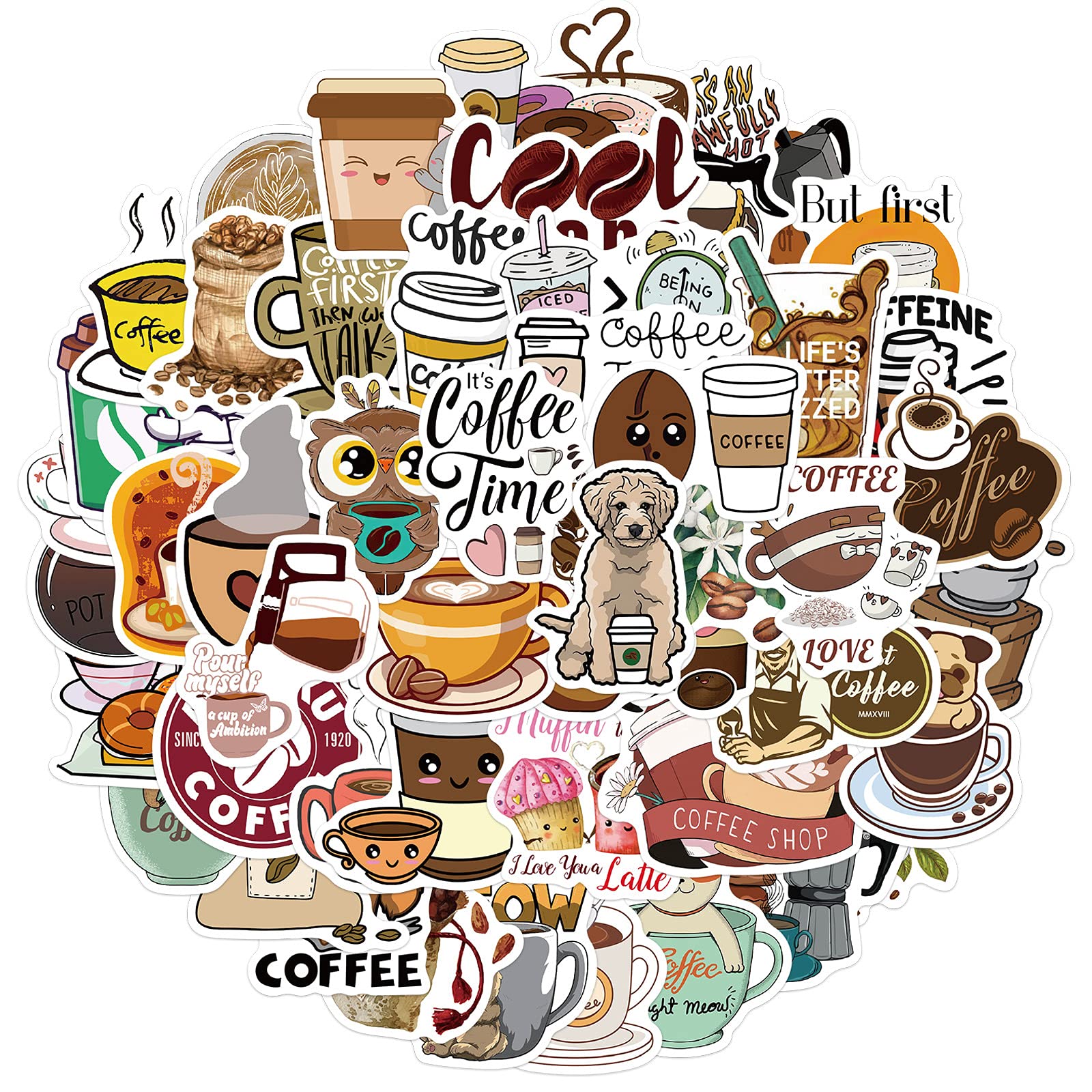 Food Stickers - 50 Pcs Candy Biscuit Coffee Ice Cream Stickers,Vinyl Waterproof DIY Decorations for Laptop Water Botter Guitar,Cocktail Beer Toast Supplies,Lollipop Vegetable Decor for Teens Adults