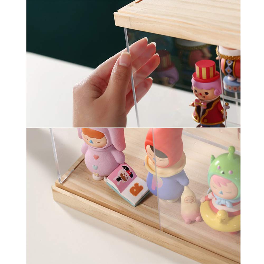 Display case for Action Figures with 2 Tier Large Storge Box,Doll Display case with Door for Figure Collectibles,Funko pop,Pop Figures,Mini Figure,Acrylic Perfume Stand(12" W x 3.9" D x 11.4" H)