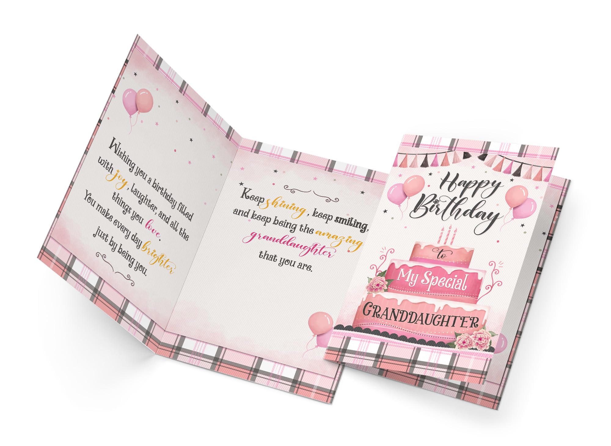Prime Greetings Granddaughter Birthday Card, Made in America, Eco-Friendly, Thick Card Stock with Premium Envelope 5in x 7.75in, Packaged in Protective Mailer