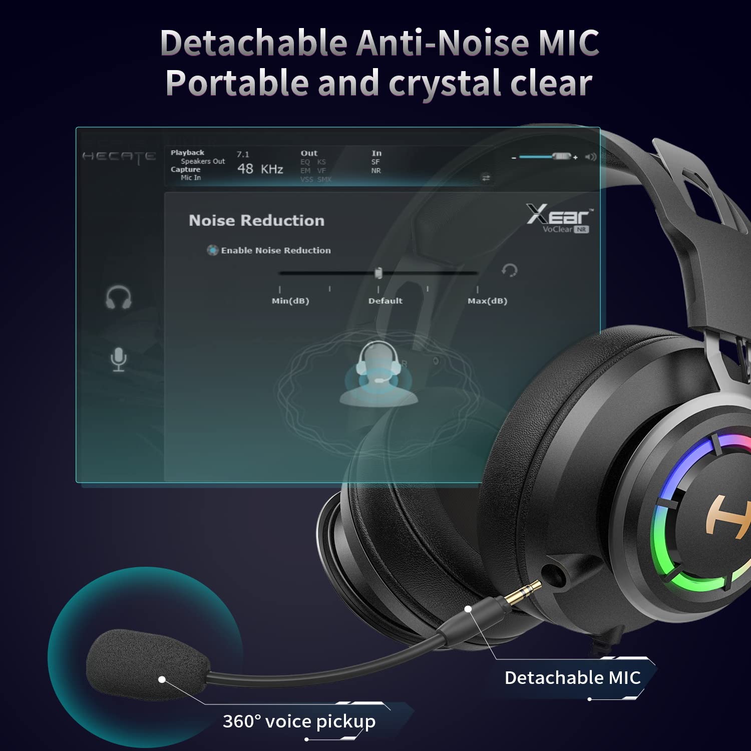 Edifier G35 PC Gaming Headset Hi-Res Sound Quality USB Over-Ear Headphone with 7.1 Surrounding Sound, 50mm Hybrid Driver, ENC Noise Cancelling Mic, 16.8m RGB Light for PC PS4 Mac Laptop Desktop Black