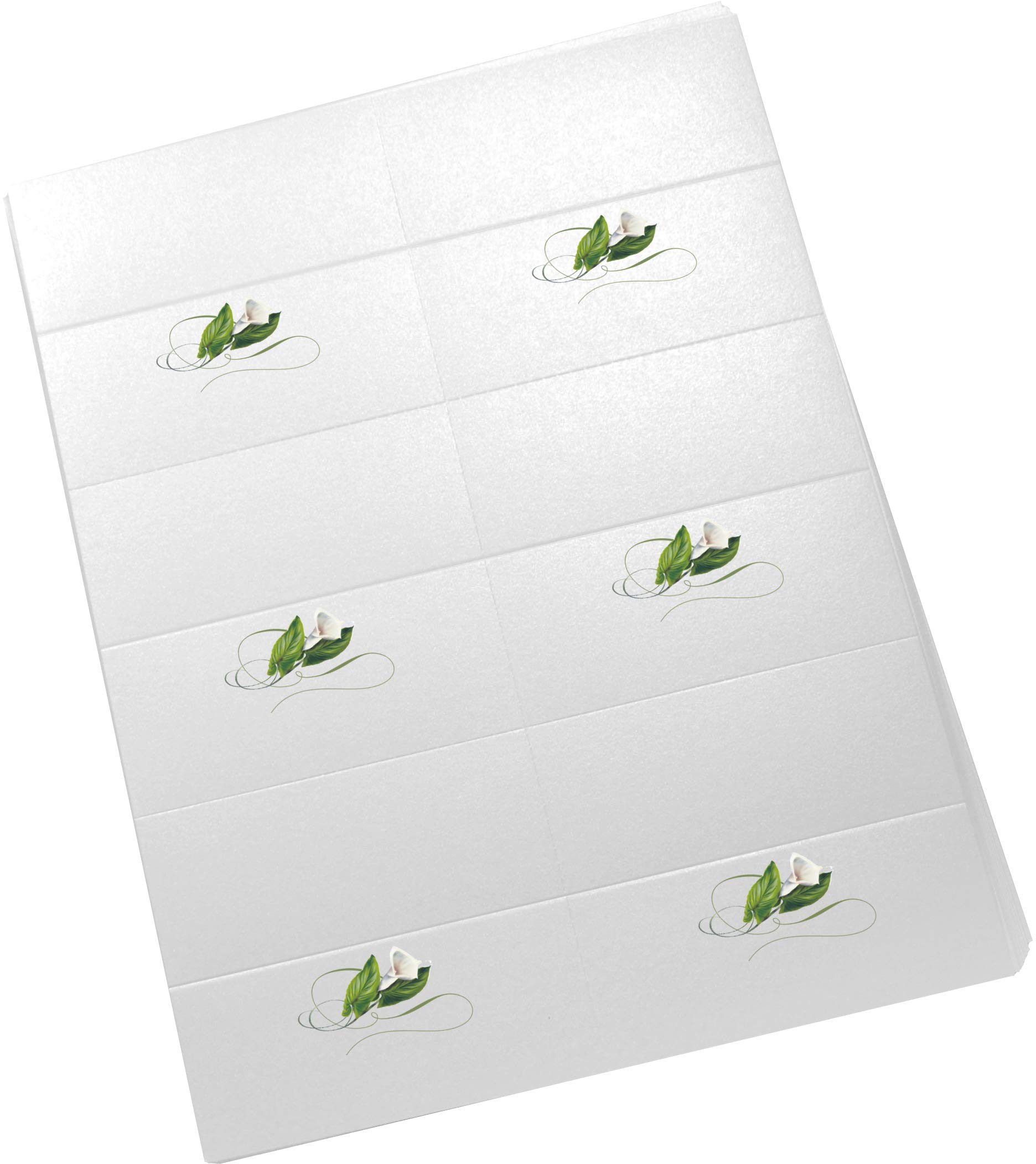 Calla Lily Swirl Printable Place Cards, Set of 60 (10 Sheets), Laser & Inkjet Printers - Wedding, Party, Dinner, and Special Events - Made in the USA