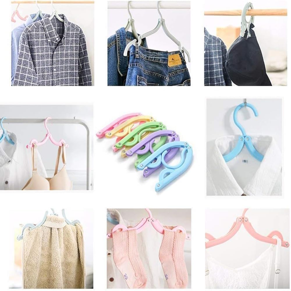 RZJZGZ 12Pcs Travel Hangers Folding Hangers Portable Clothes Hangers Foldable, Non-Slip, Lightweight for Home and Travel