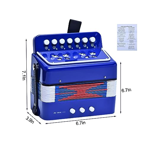 Kids Accordion 10 keys Button Accordian,Musical Toy Instrument,Mini Accordion for Children Beginners (Blue)