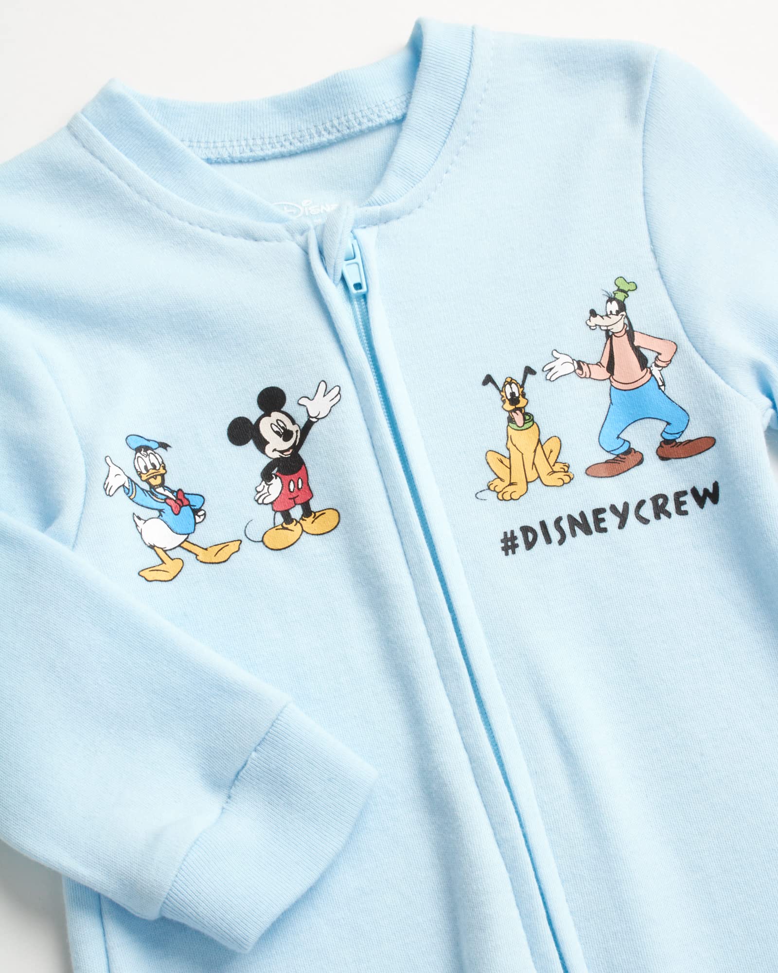 Disney Baby Boys' Mickey Mouse Romper - 2 Pack Sleep n' Play Footed Coveralls (0-9M), Size 6-9 Months, Mickey and Friends