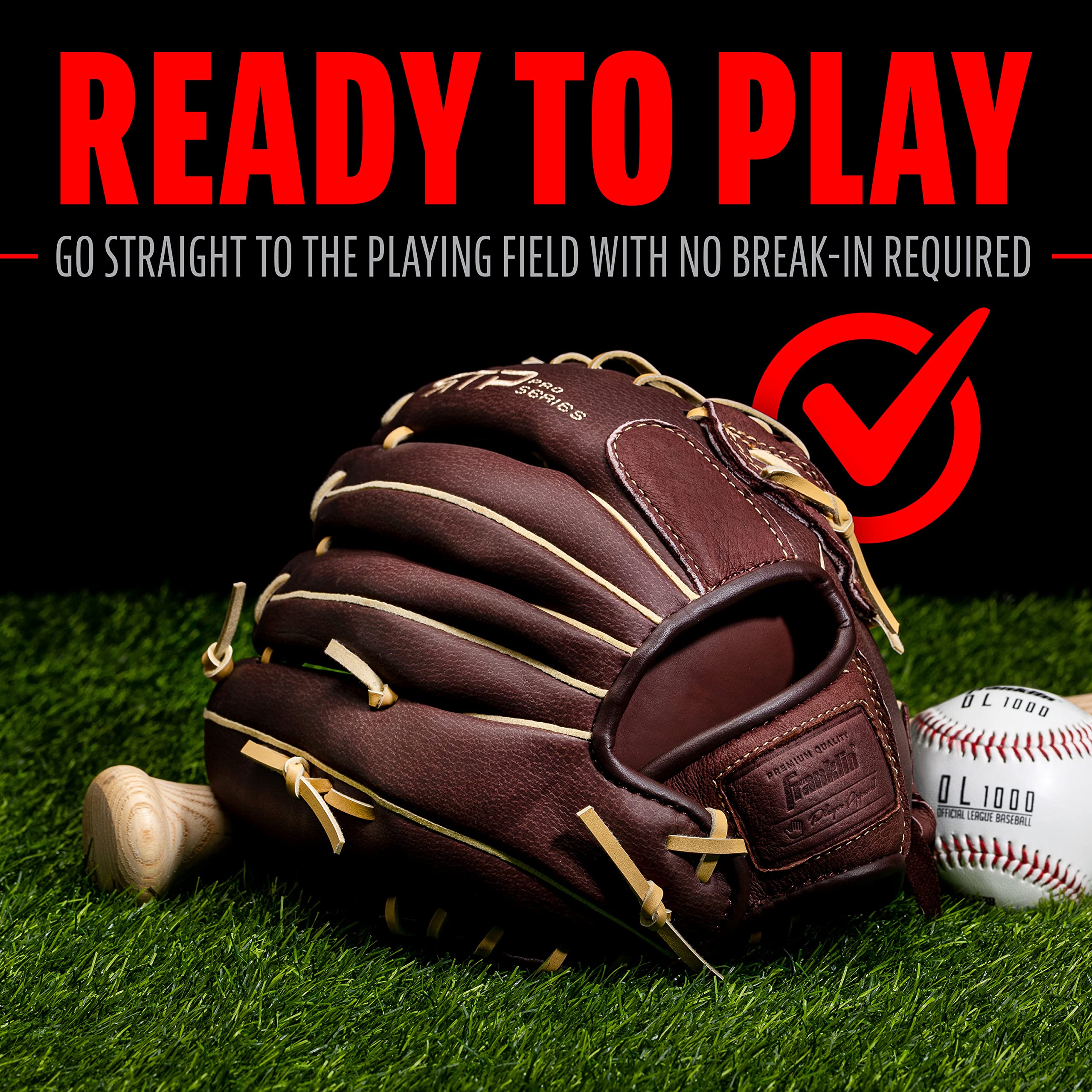 Franklin Sports Baseball Gloves - RTP Pro Baseball Fielding Glove - Infield/Pitcher Glove - 12", Brown