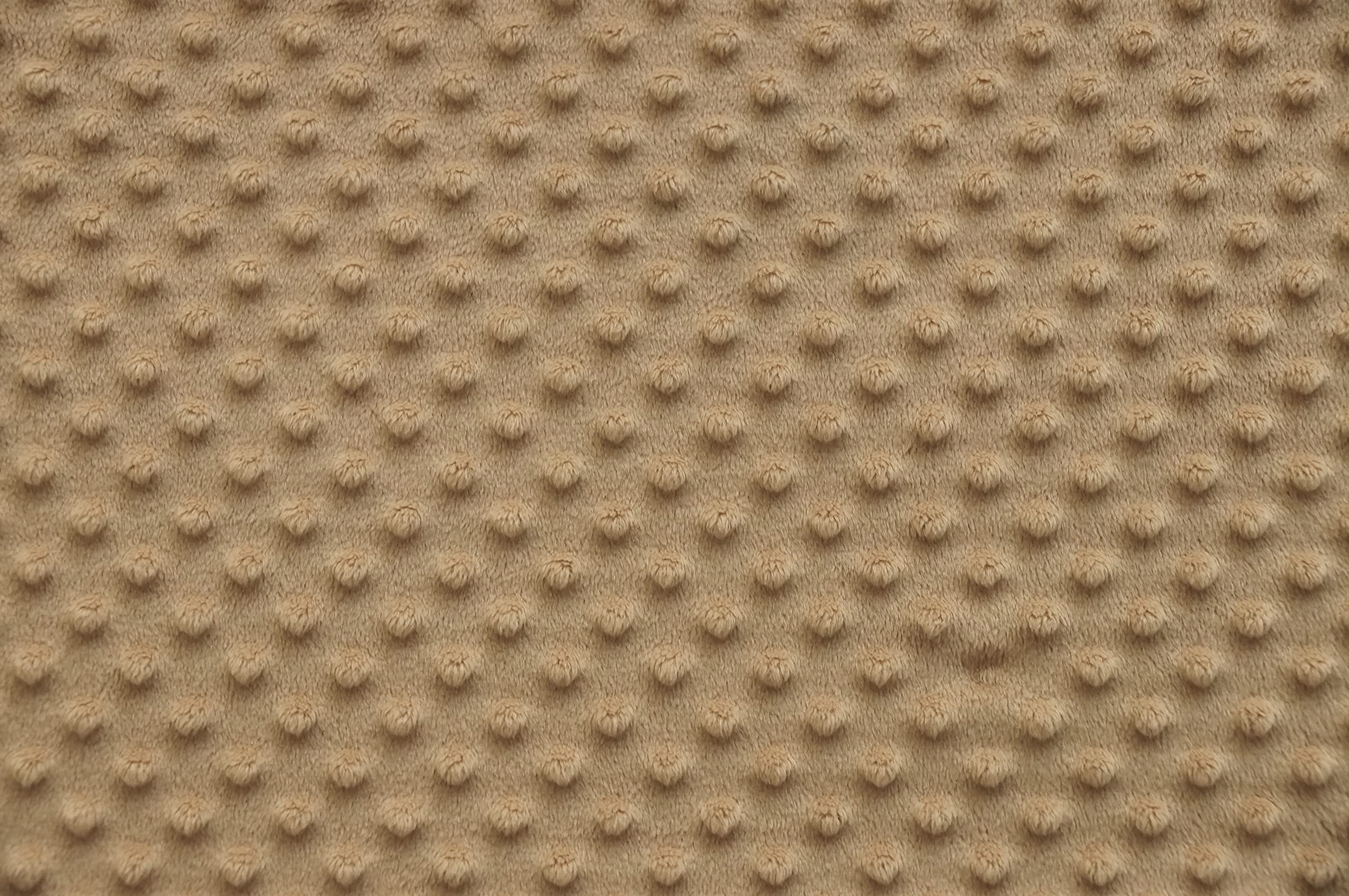 Camel Brown Minky Bubble Dimple Dot Plush Fur Fabric Polyester 58-60"