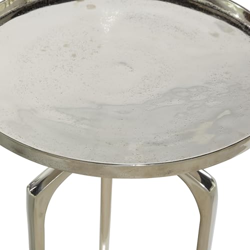 Deco 79 Aluminum Metal Side End Accent Table Slim Tray Top End Table with Tripod Legs, Side Table 16" x 16" x 25", Silver