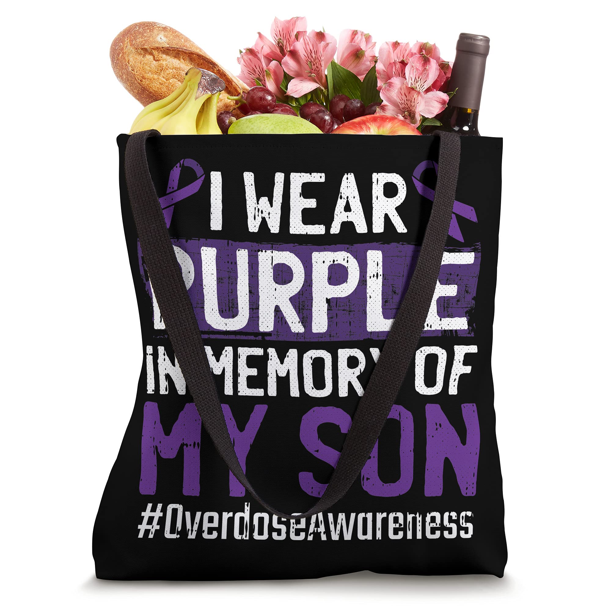 I Wear Purple For My Son Overdose Awareness Ribbon Tote Bag