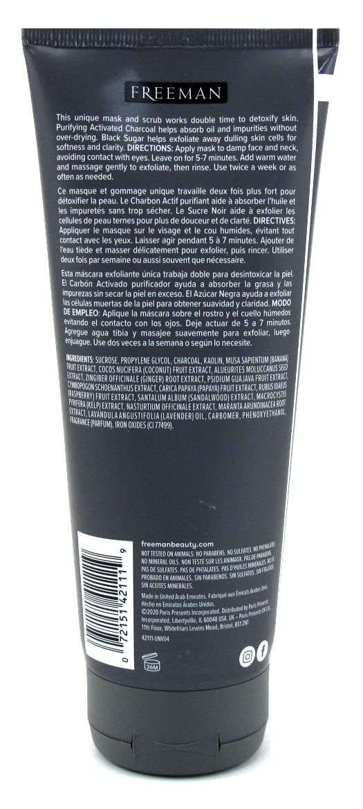 Freeman Facial Charcoal & Black Sugar Polish Mask, 3 Count (Pack of 1)
