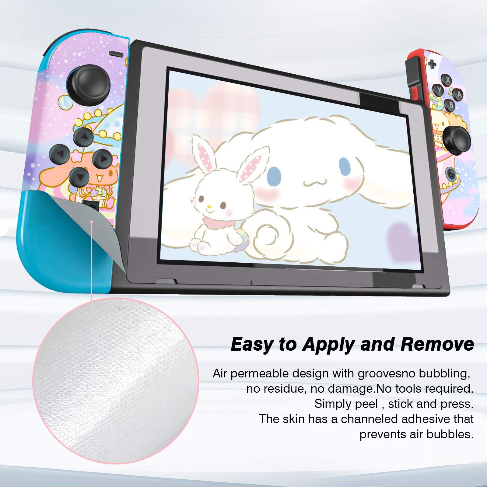 DLseego Switch Skin Sticker Pretty Pattern Full Wrap Skin Protective Film Sticker Design for Switch-Purple