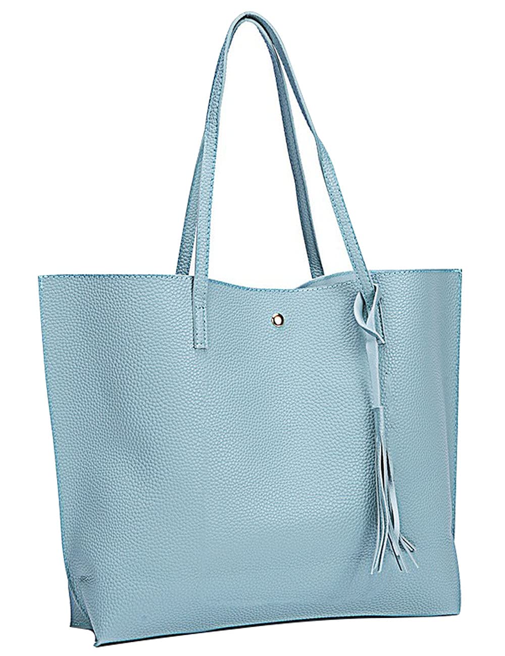 IBLUE Women Tote Bag Purse Large Faux Leather Shoulder Bag Tassel Satchel Handbags, D1059 (Lake Blue)