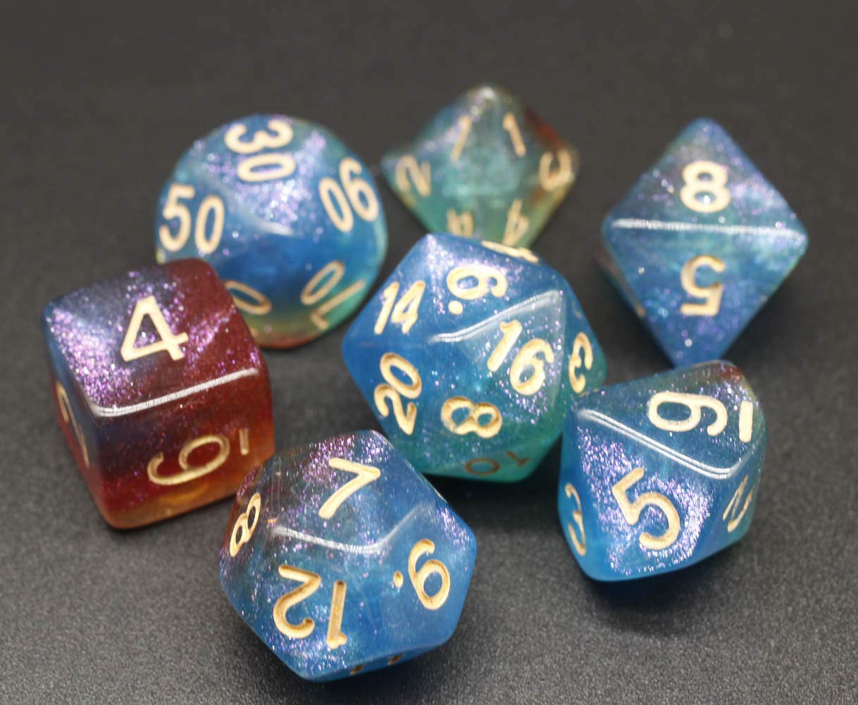 DND Dice Polyhedral 7-Die Dice Set for D&D Dungeons & Dragons Role Playing Gaming Ocean dice