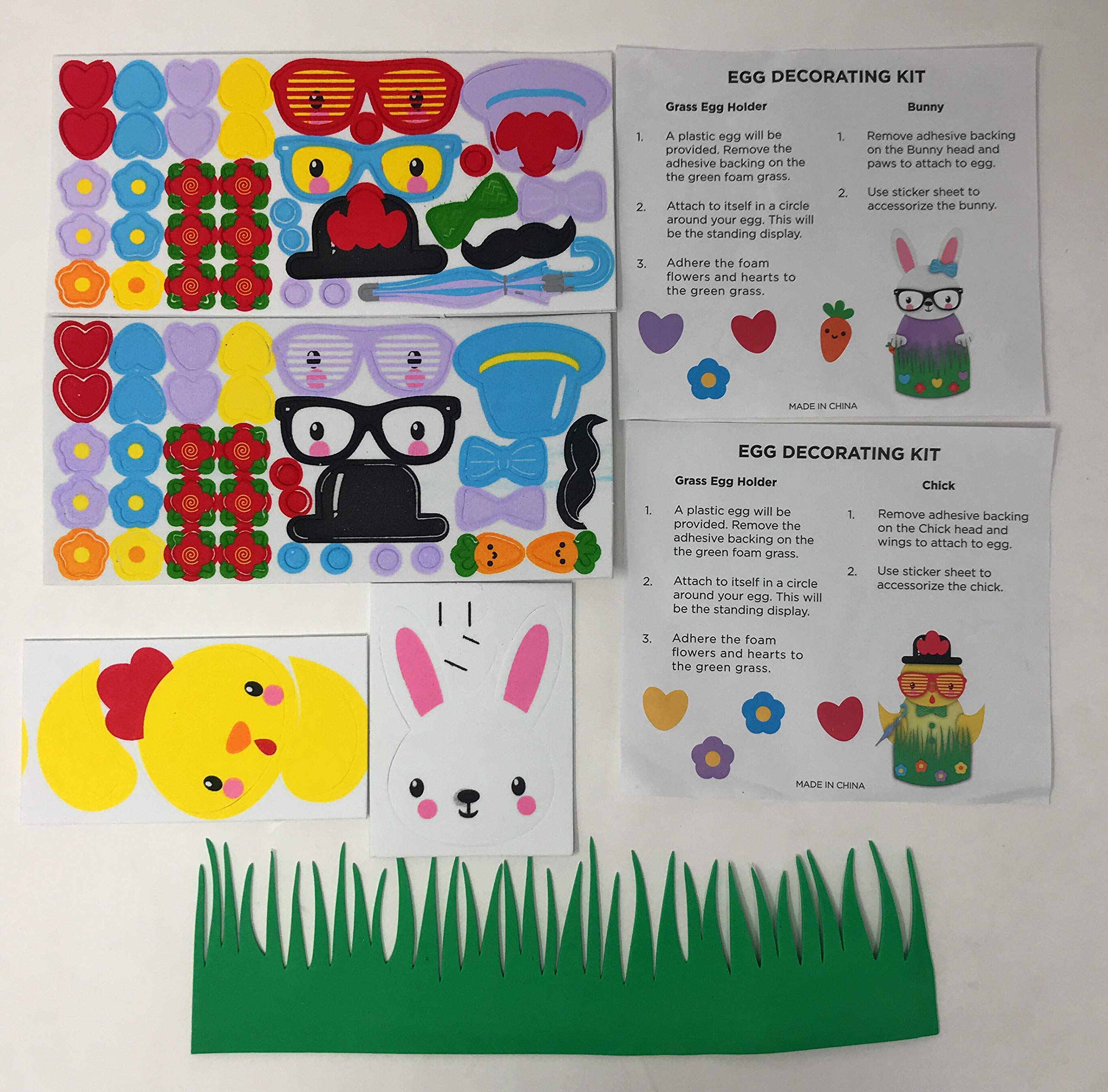 Funiverse Bulk 18 Sets of Easter Egg Decorating Foam Kids Craft Kits (Easter Eggs Not Included) - Over 700 Pieces of No Mess. No Stains