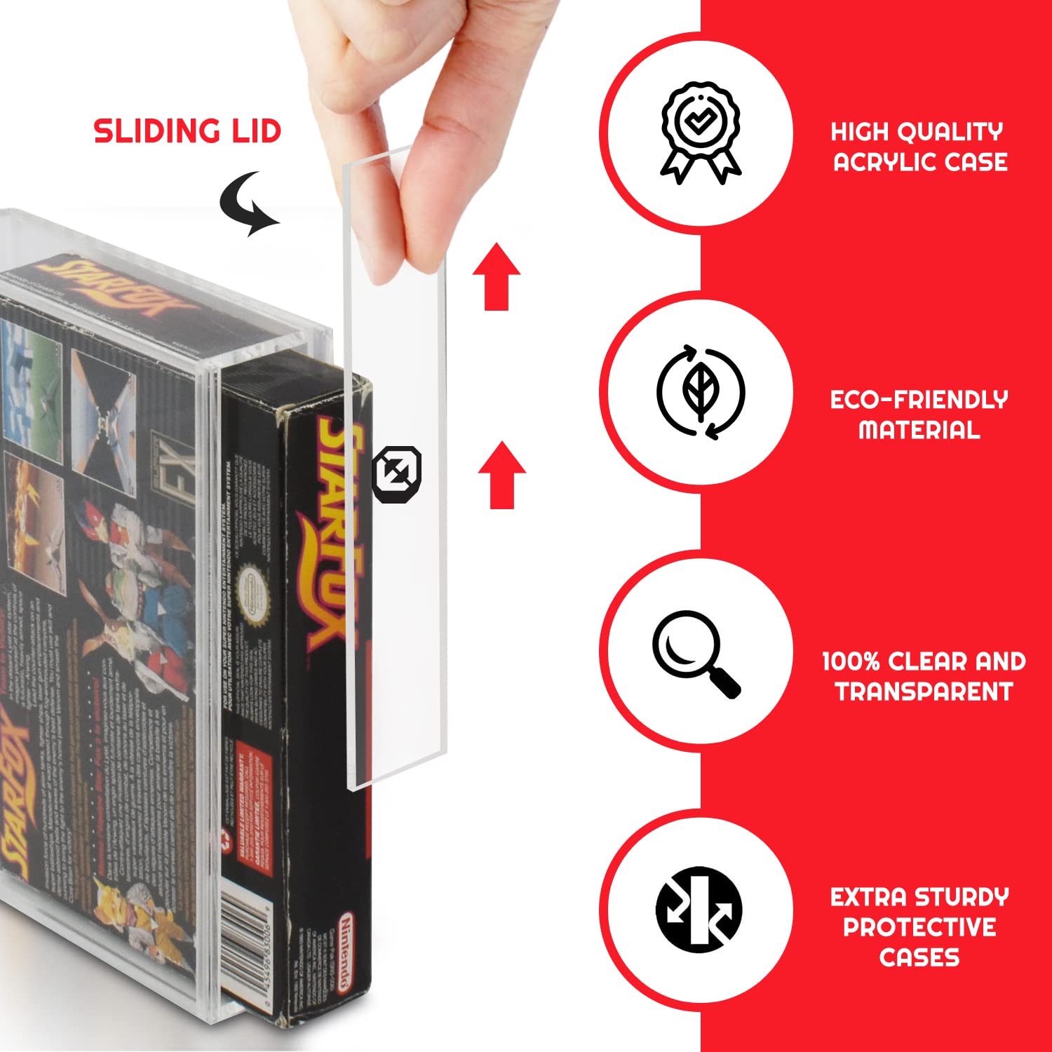 EVORETRO Clear Acrylic Protector Case Compatible with SNES & N64 Games Storage Box, 4MM Thick, Scratch, Dust, UV Resistant (Pack of 2)