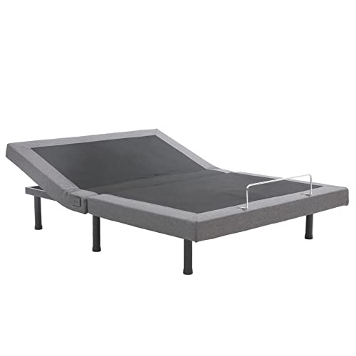 Adjustable Comfort Upholstered Adjustable Bed Base with Massage, Wireless Remote, Three Leg Heights, and USB Ports-Ergonomic, King, Black