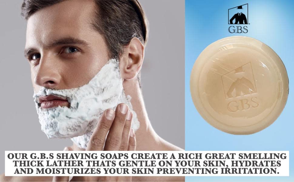 G.B.S Heavy Duty Black Ceramic Shaving Bowl, Mug with Natural Shave Soap – for use with up to 3” Shaving Soaps and Lathering Shave Cream Cup – Pommel Handle (Black)