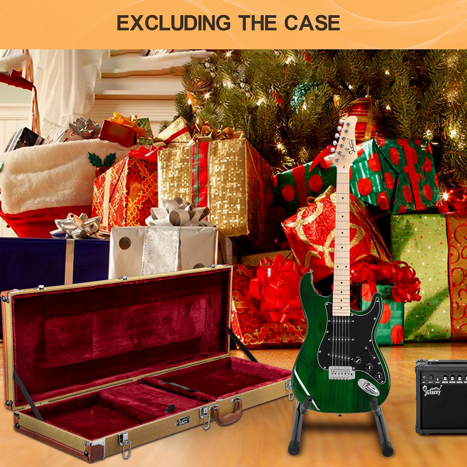 GLARRY Full Size Electric Guitar for Beginner with Amp and Accessories Pack Guitar Bag (Dark blue)
