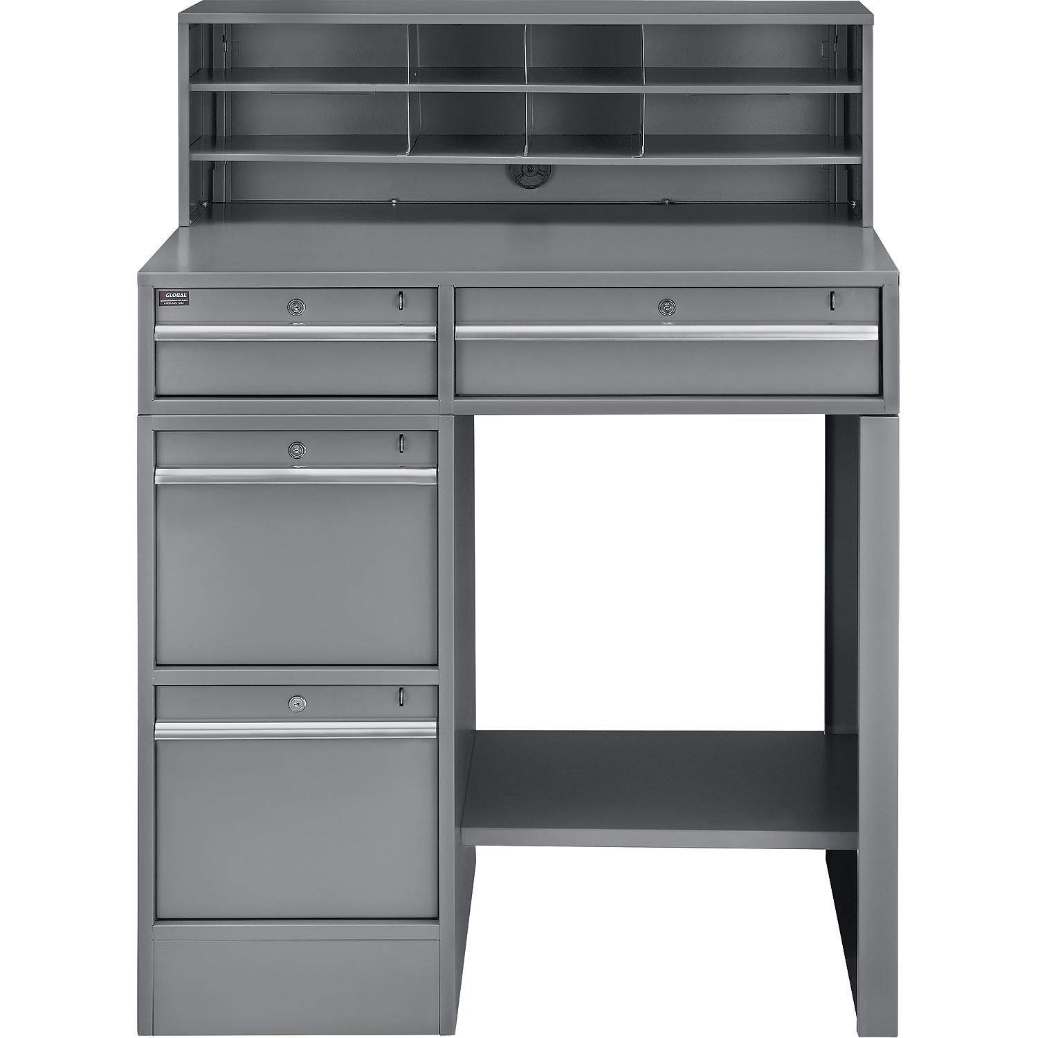 Global Industrial 4-Drawer Shop Desk, 38" W x 29" D x 51" H, Gray