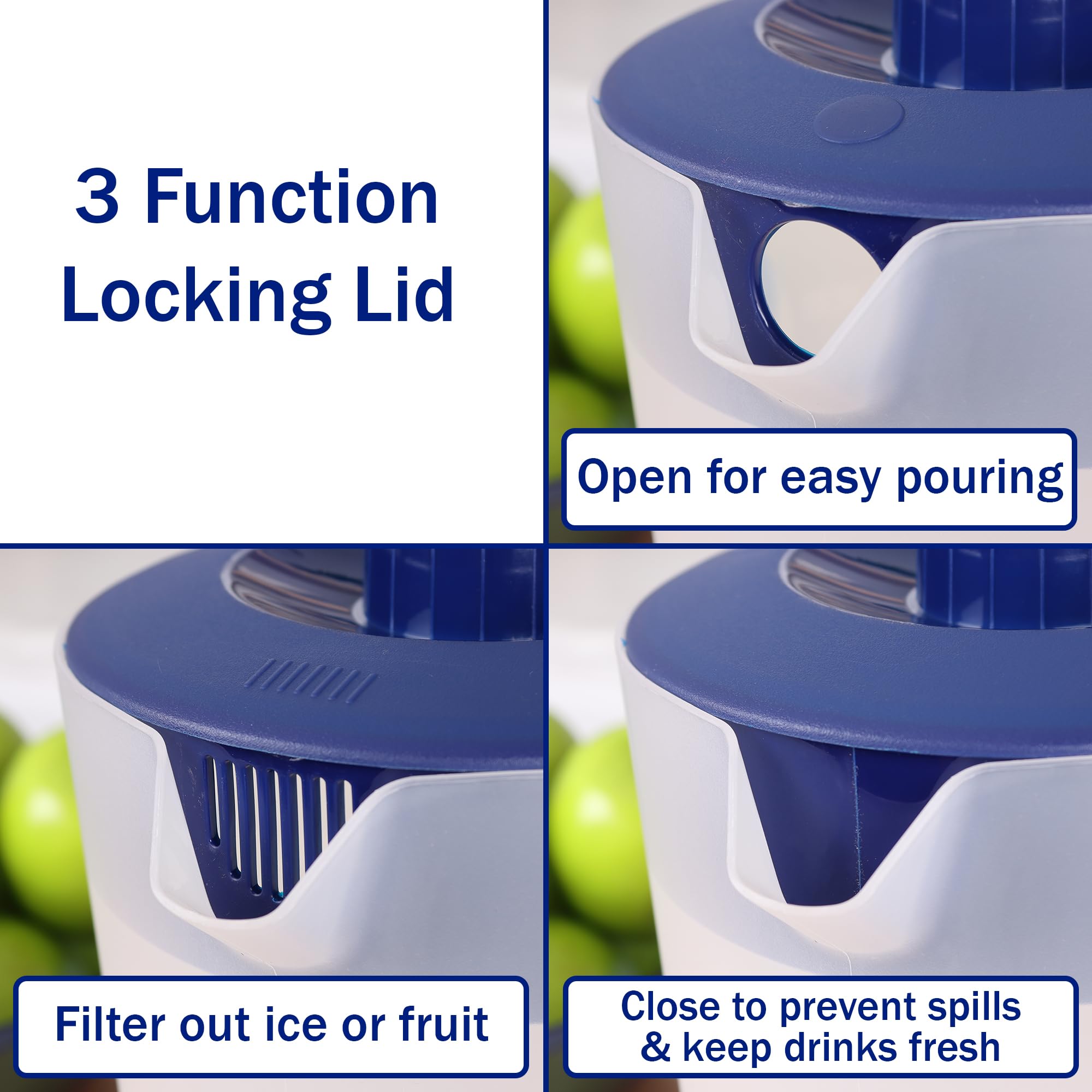 Water Pitcher with Lid 1 Gallon Pitcher, Clear Plastic Pitcher with Flip-top Spout Lids, Iced Tea Pitcher for Fridge, Freezer/Dishwasher Safe, BPA Free & Phthalate Free