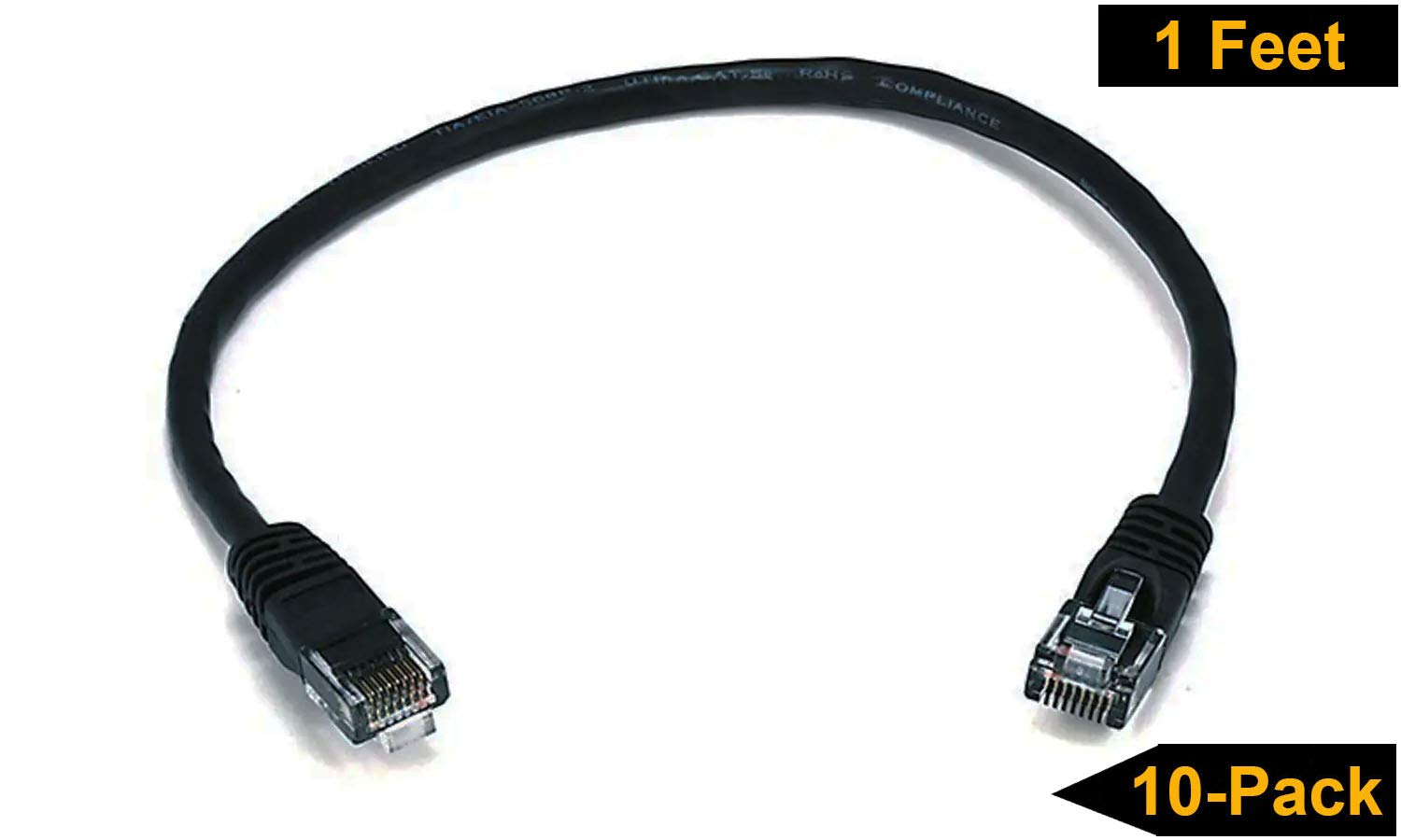 iMBAPrice 15' Cat5e Network Ethernet Patch Cable, 10 Pack, Black (IMBA-CAT5-15BK-10PK)
