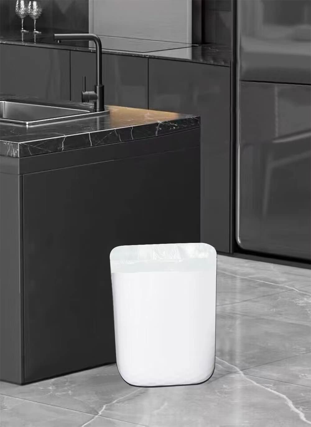 Diyalor Small Trash Can for Bathroom with 60 Trash Bags,2.3 Gallon Bathroom Garbage Can Wastebasket (1, White)