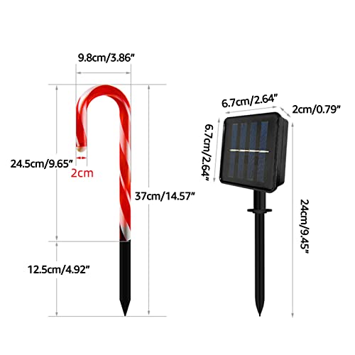 fengchensety Led Christmas Candy Cane Lights Set Solar Panel or Battery Powered Stake Light for Home Garden Passage Courtyard Decoration Outdoor Lawn Lamp Christmas Candy Cane Light