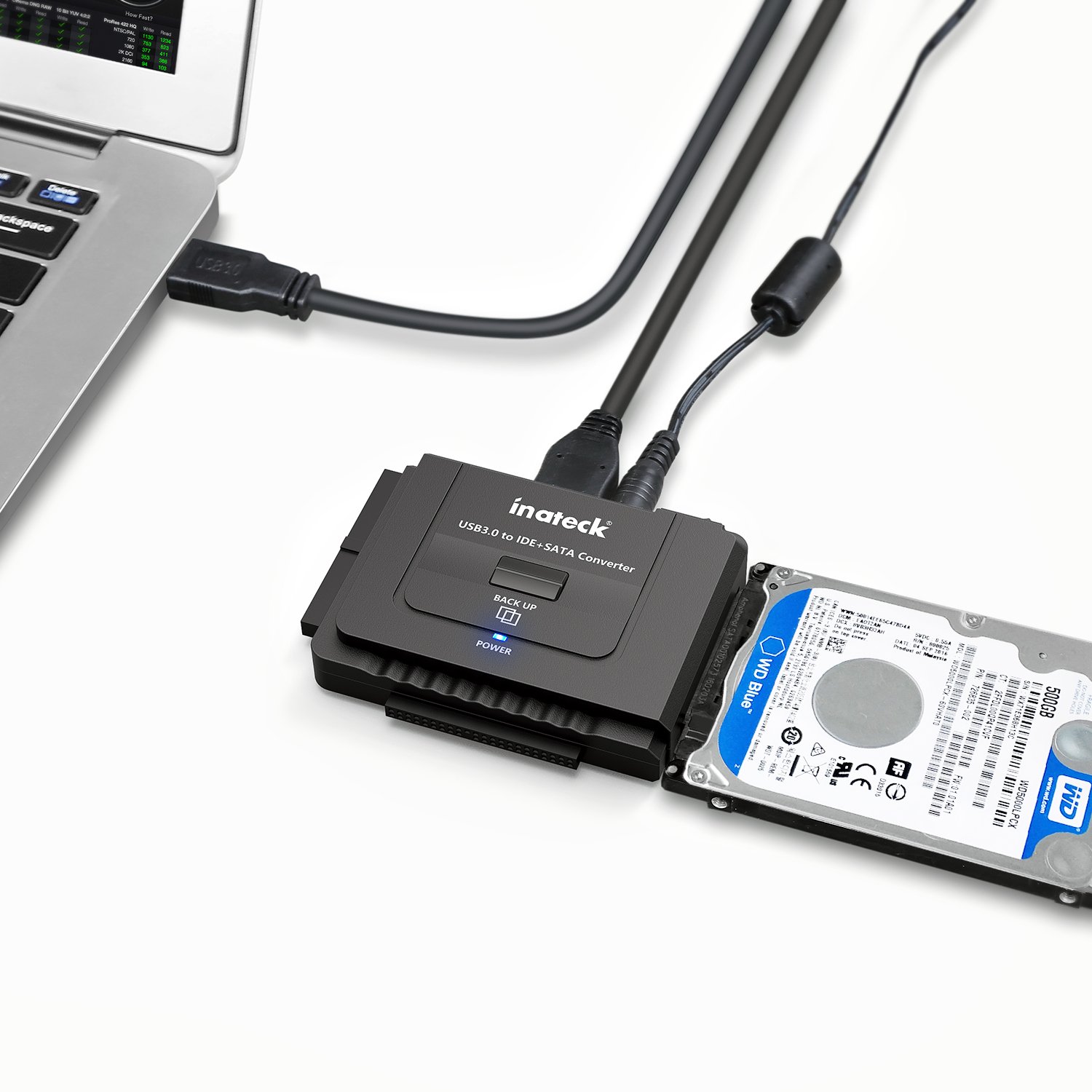 Inateck USB 3.0 to IDE/SATA External Hard Drive Reader Fit for 2.5/3.5 HDD/SSD Hard Drive Disk, IDE to USB Adapter with 12V/2A Power Supply and USB 3.0 Cable, UA2001