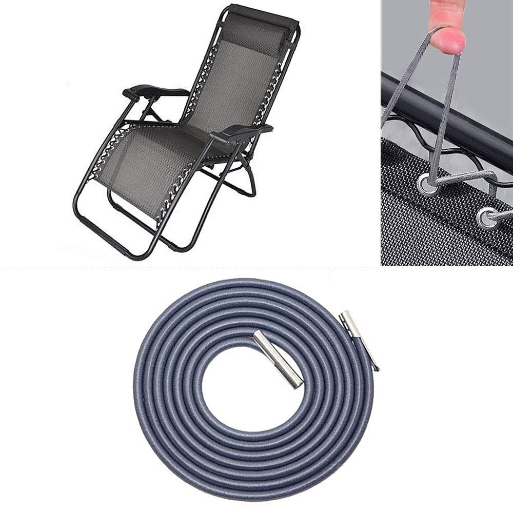 Carkio Zero Gravity Chair Replacement Cords,Gray Universal Replacement Tie Rope Laces Cords Compatible with Lounge Chair, Bungee Chair (4 Cords)