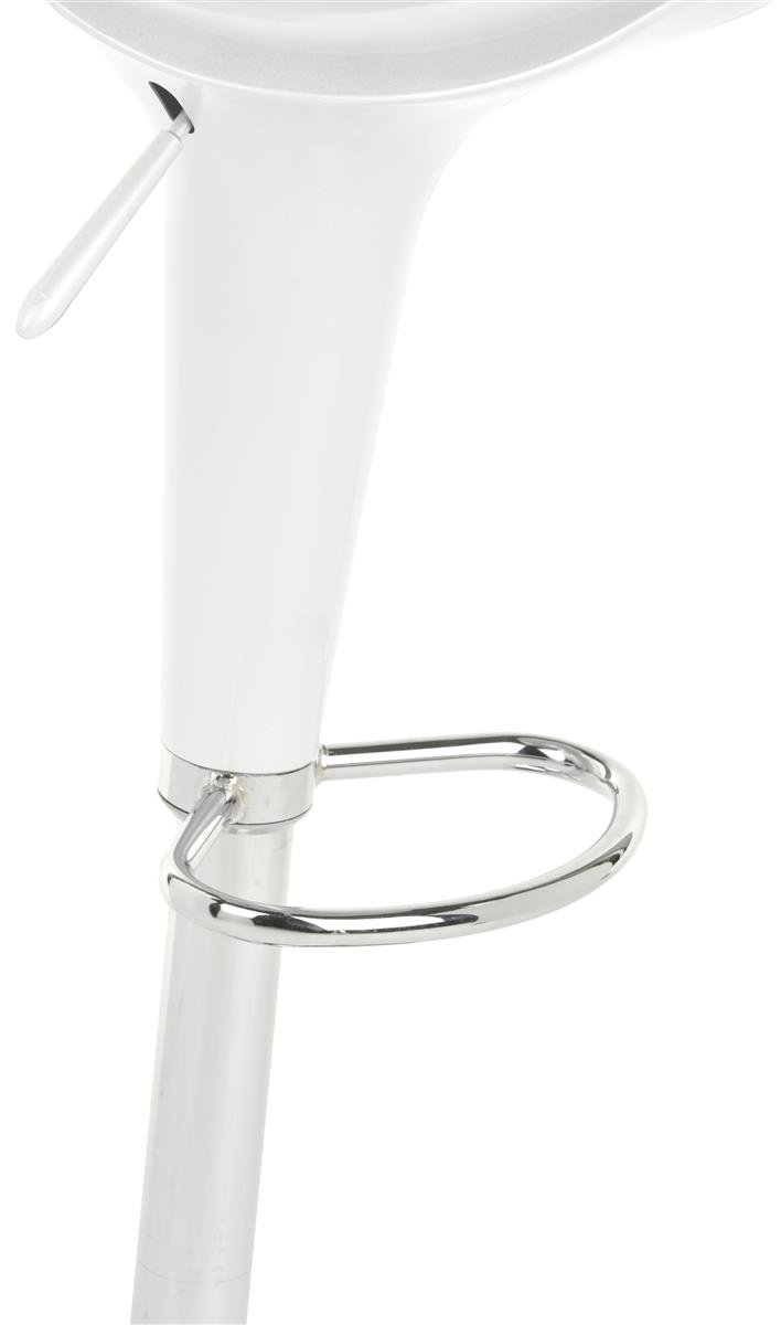 Displays2go Modern Bar Chair, Swiveling, Ergonomic Seat with Adjustable Lift (White ABS Plastic and Chrome)