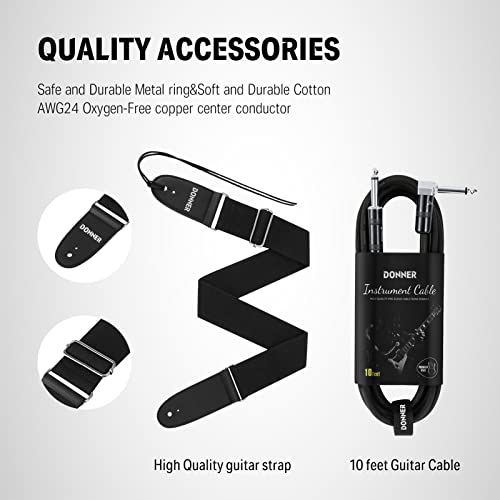 Donner Electric Guitar 39 Inch Electric Guitar DTC-100 Solid Body TC Style Electric Guitar Kit with Bag, Strap, Cable for Youth,Beginner Sunburst