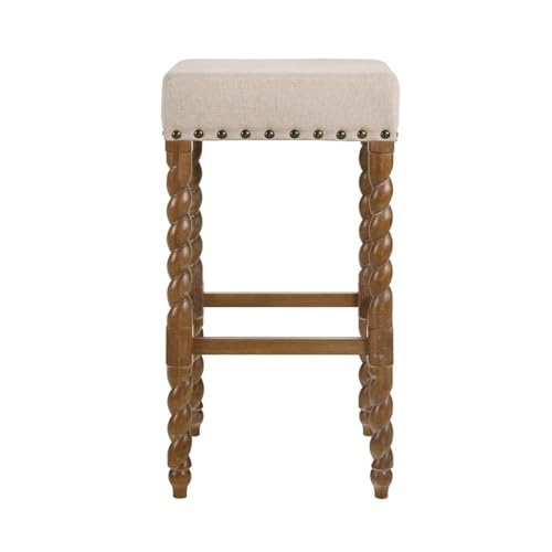 Carolina Chair & Table Remick 30 Inch Bar, Natural Oak/Linen Stool