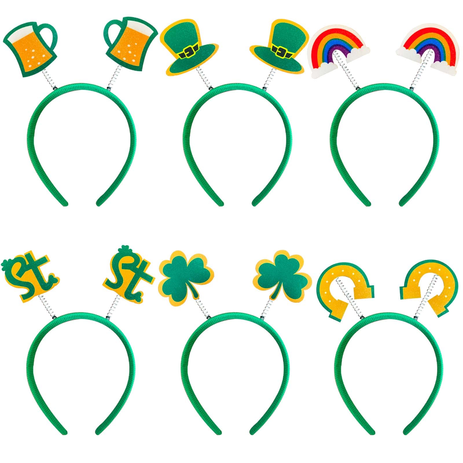 6PCs St. Patrick's Day Headbands with 6 Different Designs for St. Patrick's Day and Holiday Parties (ONE Size FIT ALL) St. Patrick's Day Party Accessories St. Patrick's Day Headbands Sequined Shamrock Headband St. Patrick's Day Shamrocks Headbands Accesso