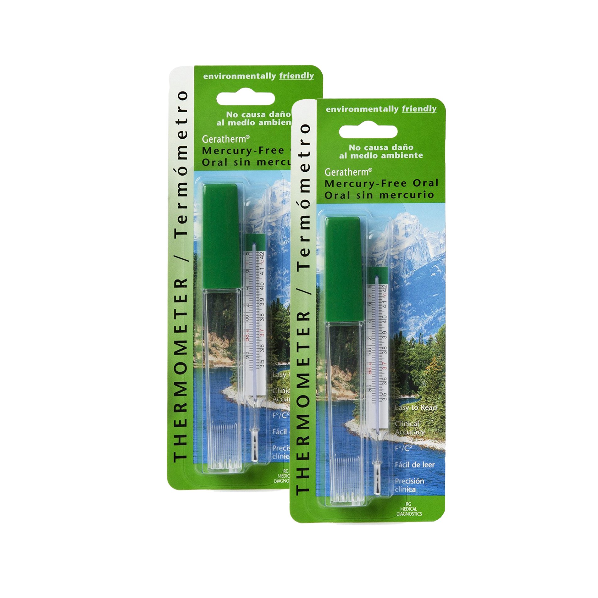 Geratherm Mercury Free Oral Glass Thermometer, Pack of 2