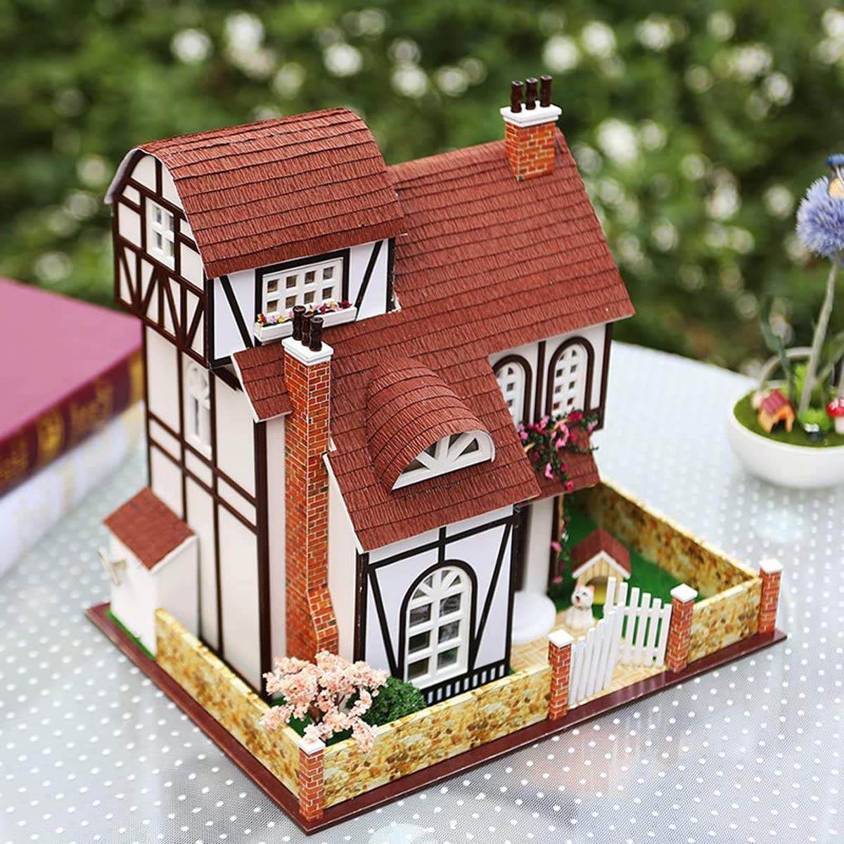 DIY Miniature Dollhouse Kit with Music Box Rylai 3D Puzzle Challenge for Adult Kids (Flower Town)