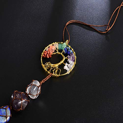7 Chakra Stone Healing Crystal Tree of Life Wall Hanging Home Interior Decoration,Window Decoration,Yoga Meditation