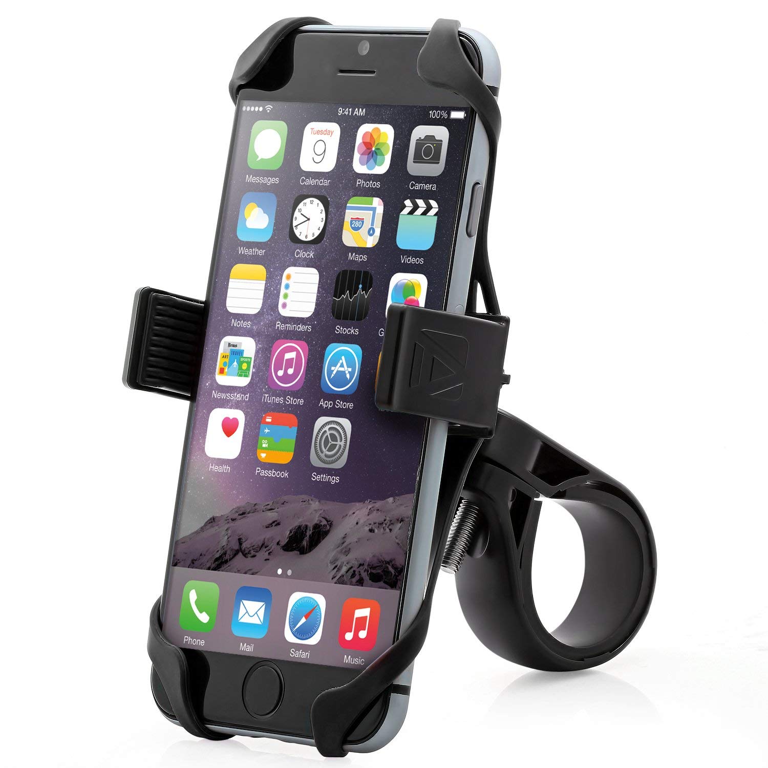Aduro U-Grip Plus Universal Bike Mount - for Motorcycle, Handlebar, Roll Bar, iPhone X Xs 7 6 6s 7 Plus 5 5s 5c Bike Mount for All Android Smartphones, and GPS Holder (Black/Black)