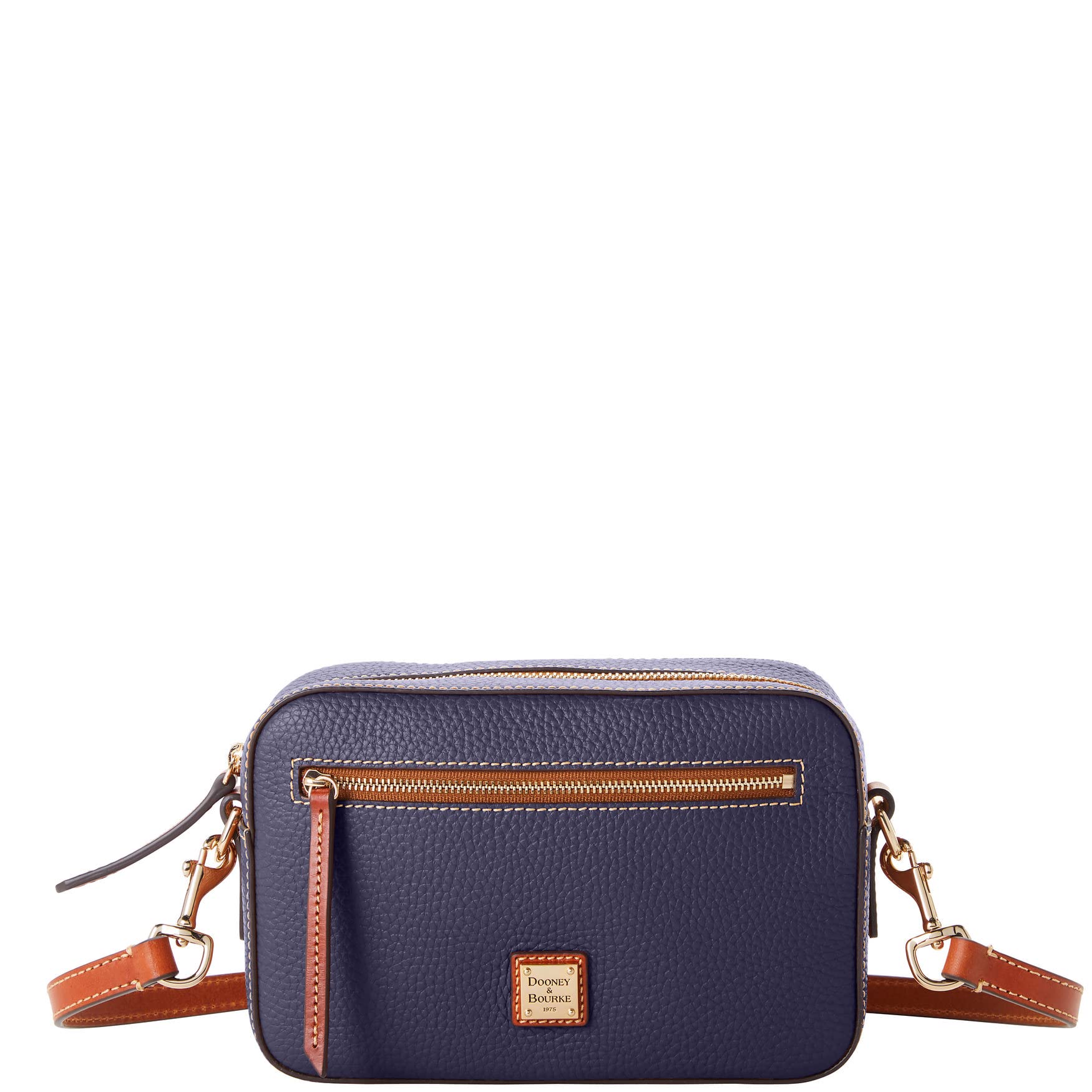Dooney & Bourke Women's Camera Zip Crossbody in Pebble Grain Leather, Small Handbag with Adjustable Shoulder Strap, Midnight