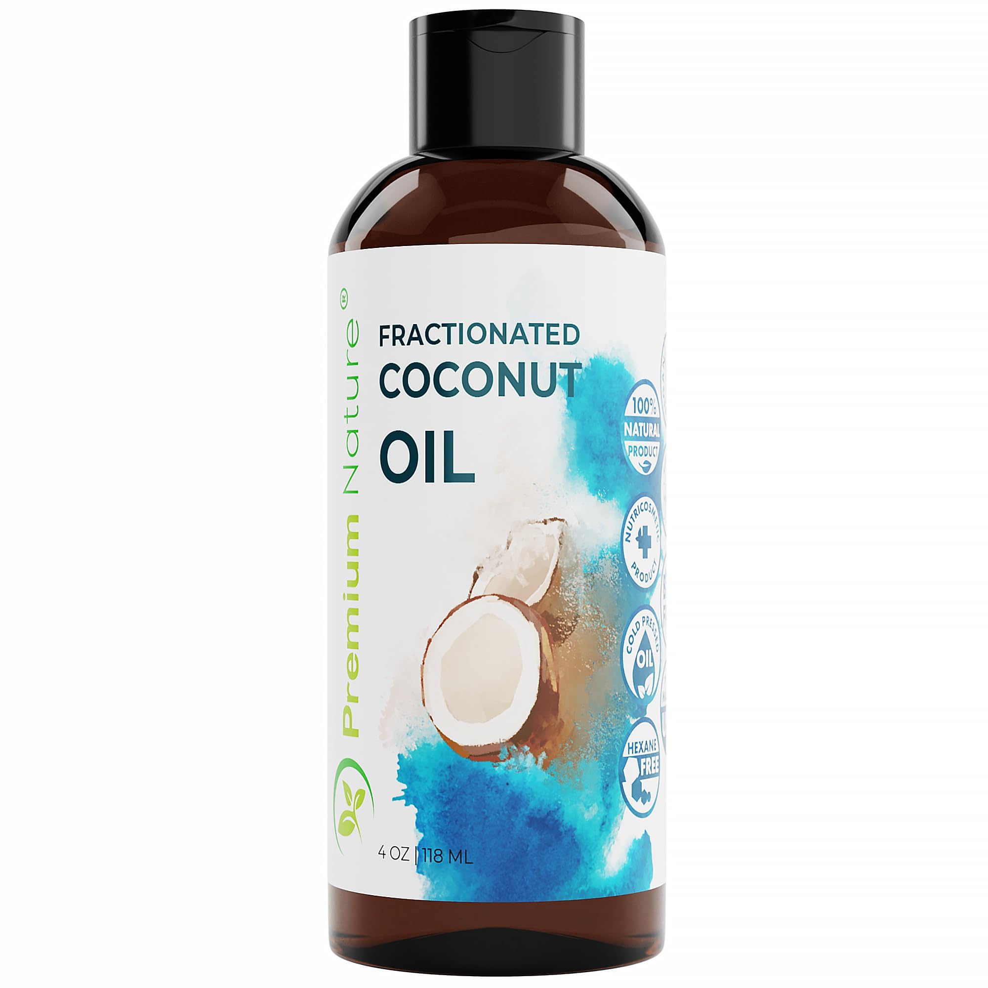 Fractionated Coconut Oil Massage Oil Cold Pressed Pure Oil Best Carrier Oil for Essential Oils Mixing for Skin Fractionated Coconut Oil for Essential Oils Body Oils for Women Dry Skin Moisturizer 4oz