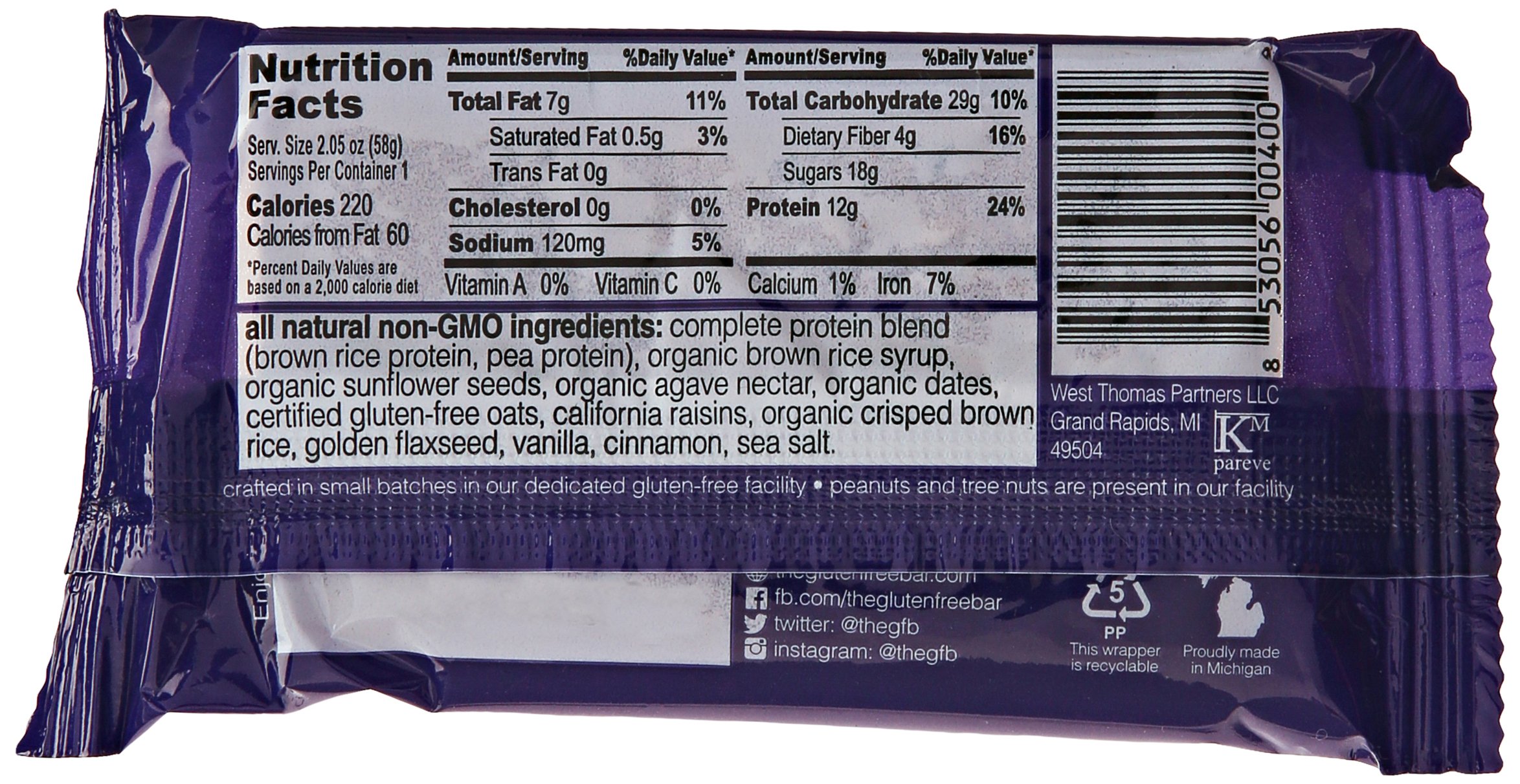 GFB Bars Oatmeal Raisin Bar