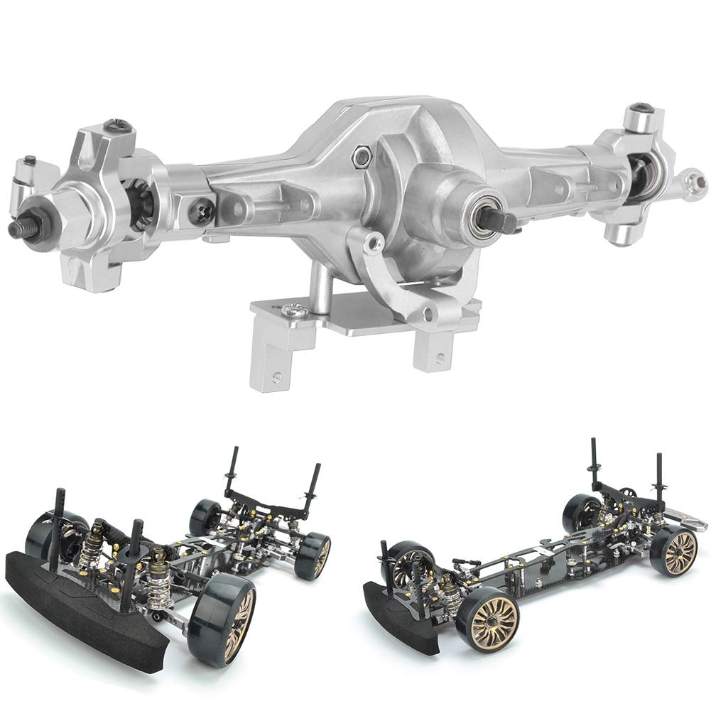 Dilwe RC Car Metal Front Axle Upgrade Part for HSP 94180/RGT 18000 1/10 Crawler-Type Truck Toy Cars, RC Axles CNC Metal RC Axles RC Accessories(Silver)