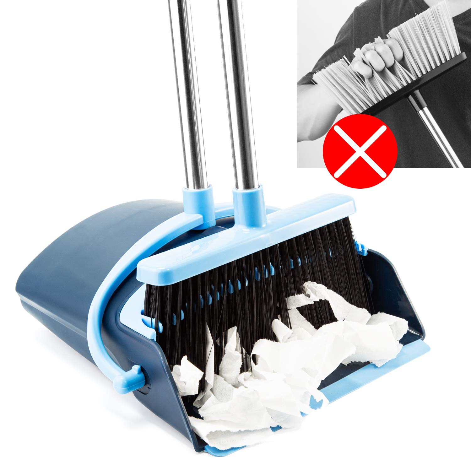OLLSDIRE Broom and Dustpan Set for Home 2024 Indoor Broom with Dustpan Combo Set Upright Dust Pans with Long Handle Angle Broom for Kids Garden Pet Hair Lobby Wood Floor Sweeping Kitchen