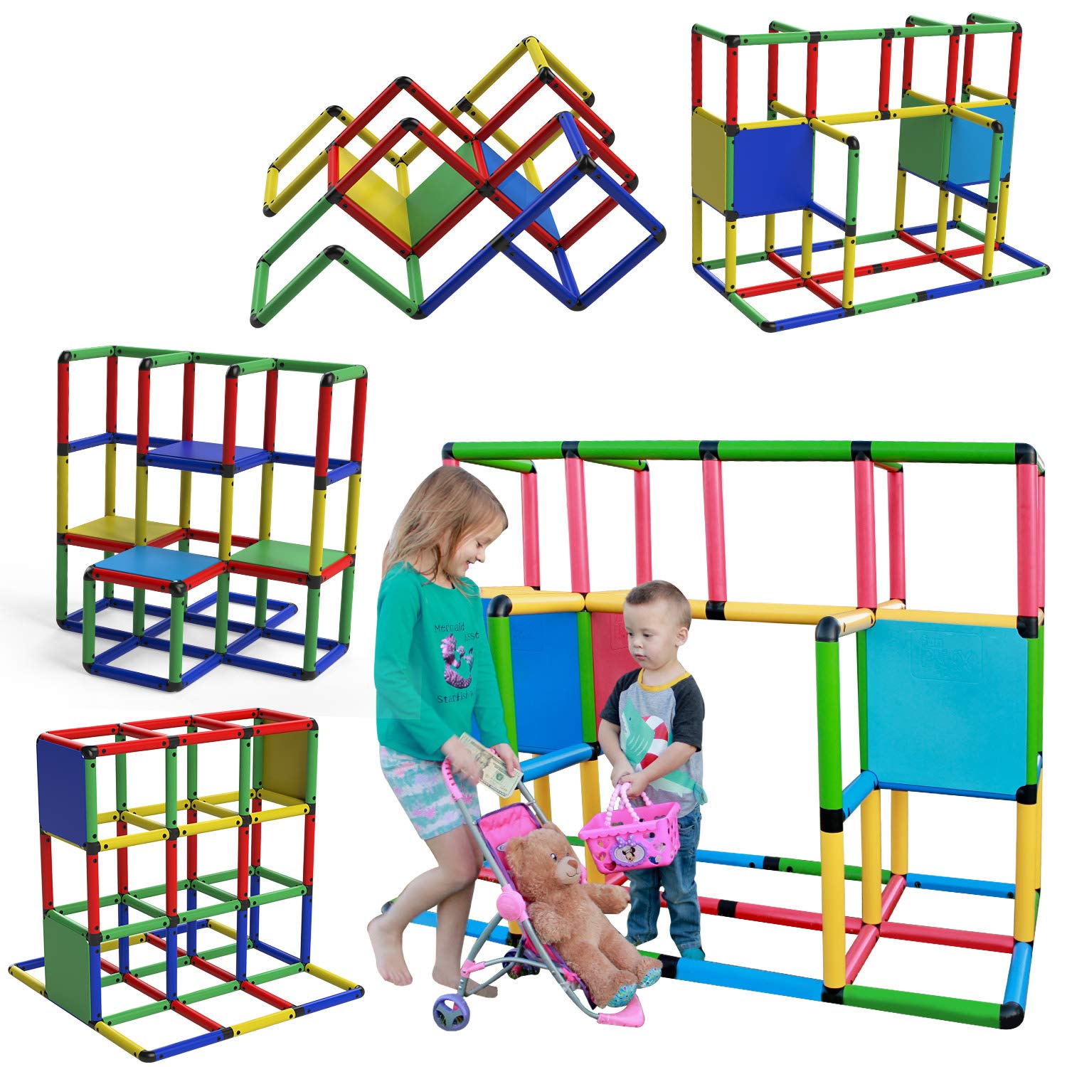 Funphix Classic 316 Piece Construction Toy Set - Building Play-Structures for Indoors & Outdoors - Fun & Educational Learning Toys for Ages 2 to 12