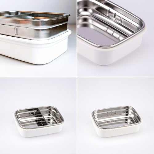 Innobaby Keepin' Fresh Stainless Steel Divided Bento Snack Box with Lid for Kids and Toddlers BPA Free, 5.9" x 4.7" x 1.8" inches.,11 oz. Pink