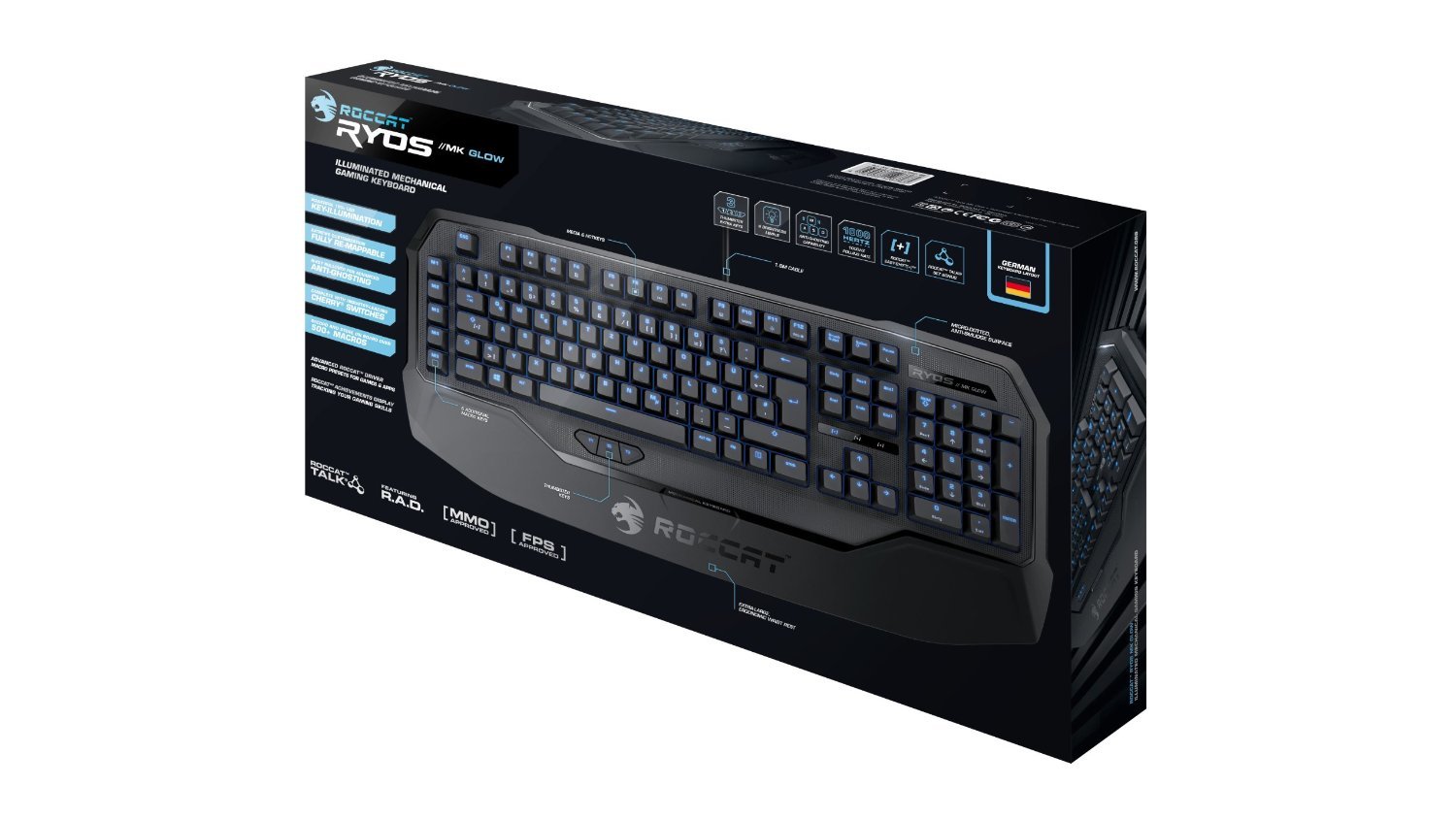 ROCCAT Ryos MK Glow – Illuminated Mechanical Gaming Keyboard - BLACK CHERRY MX Key Switch