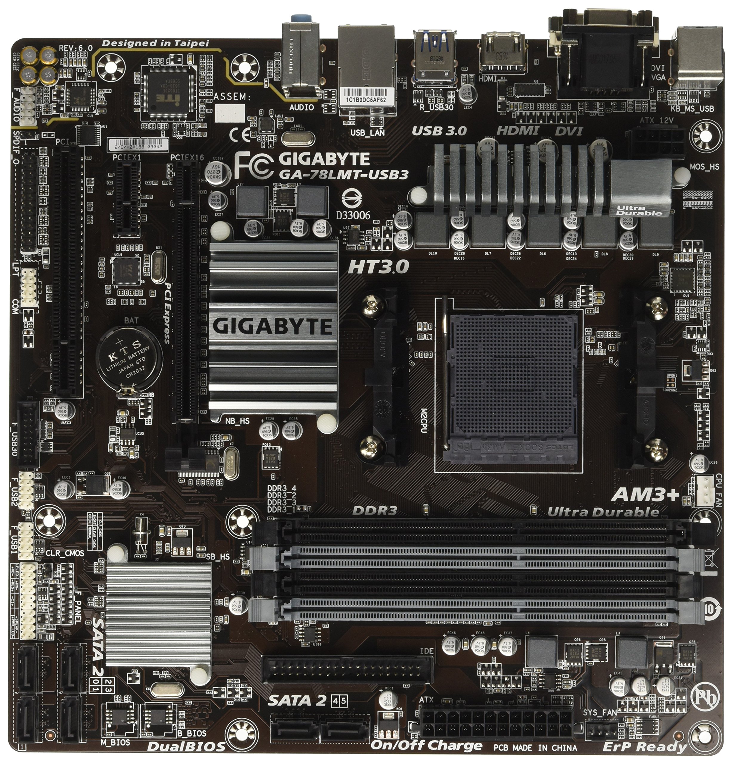 Gigabyte AM3+ AMD DDR3 1333 760G HDMI USB 3.0 Micro ATX Motherboard GA-78LMT-USB3
